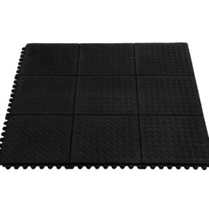 IncStores 5/8 Inch Thick Evolution Rubber Interlocking Floor Tiles | Flexible Rubber Floor Tiles for a Stronger and Safer Basement, Home Gym, Shed, or Trailer | Diamond Plate, 5 Pack