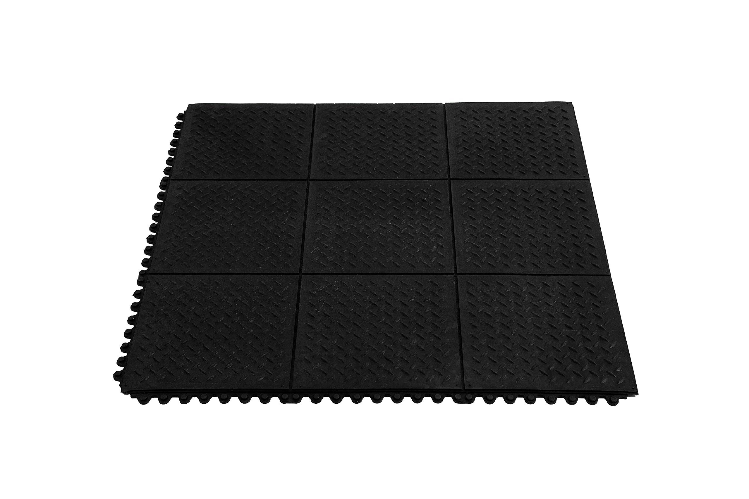 IncStores 5/8 Inch Thick Evolution Rubber Interlocking Floor Tiles | Flexible Rubber Floor Tiles for a Stronger and Safer Basement, Home Gym, Shed, or Trailer | Diamond Plate, 5 Pack