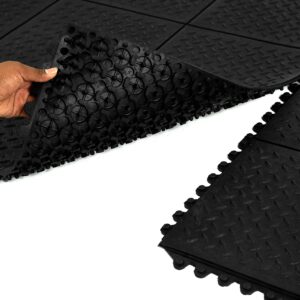 IncStores 5/8 Inch Thick Evolution Rubber Interlocking Floor Tiles | Flexible Rubber Floor Tiles for a Stronger and Safer Basement, Home Gym, Shed, or Trailer | Diamond Plate, 5 Pack