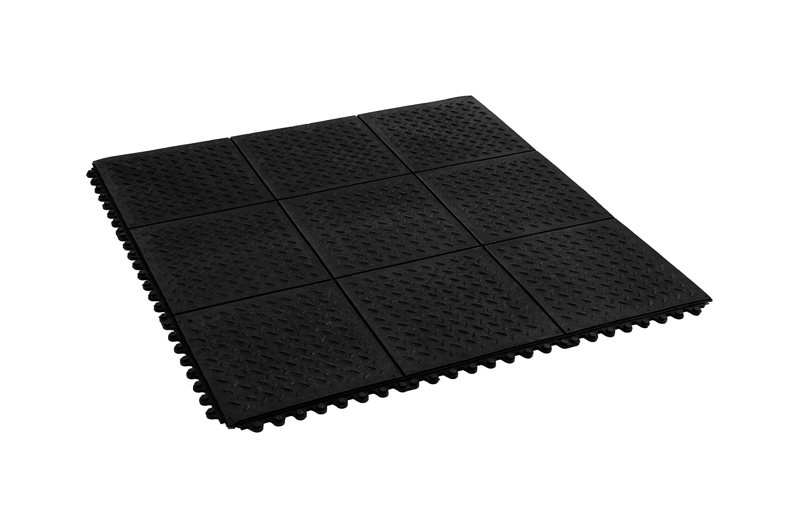 IncStores 5/8 Inch Thick Evolution Rubber Interlocking Floor Tiles | Flexible Rubber Floor Tiles for a Stronger and Safer Basement, Home Gym, Shed, or Trailer | Diamond Plate, 5 Pack