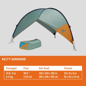 Kelty Sunshade – Pop Up Portable Shade UV Shelter for Beach Trips, Soccer Games, Backyard, Camping, Adjustable Side Wall, Wind Protection, Huge Interior Space, 2024 Model (Malachite)