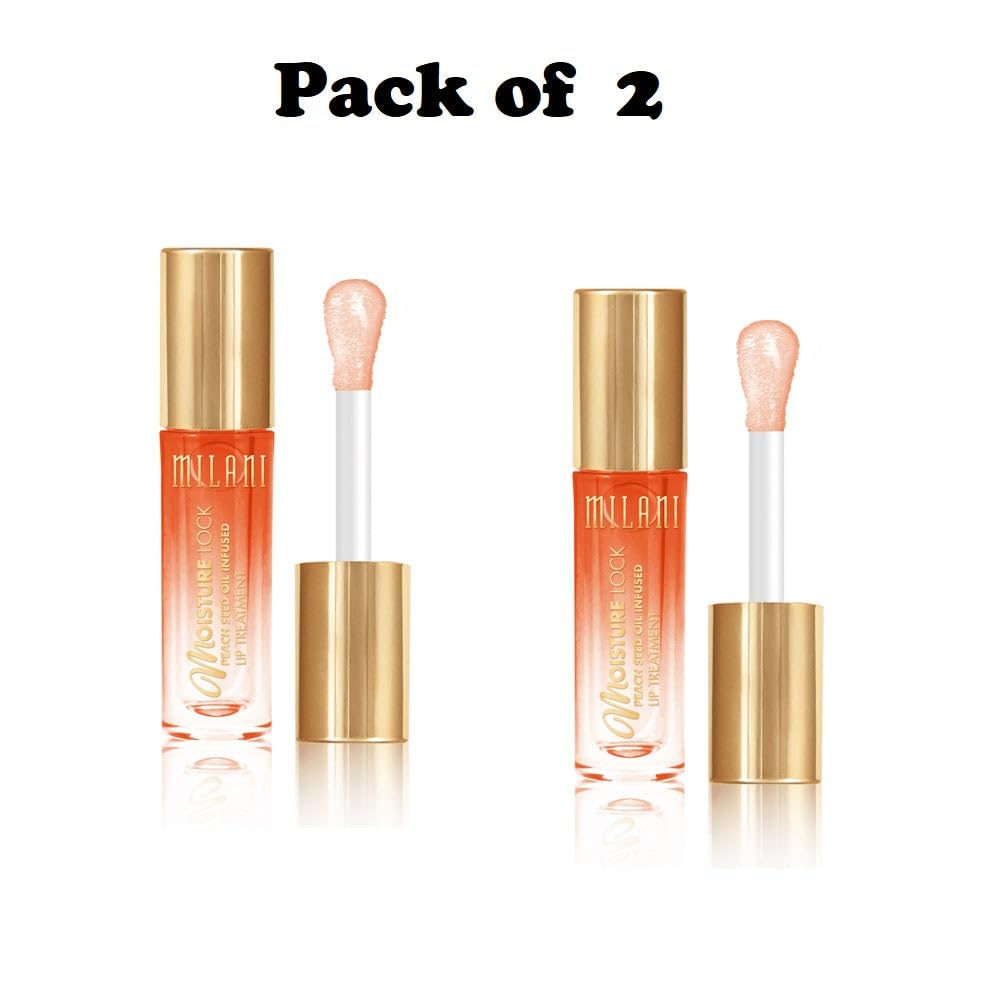 Pack of 2 Milani Moisture Lock Peach Seed Oil Infused Lip Treatment, Rejuvenating Peach Mango (03)