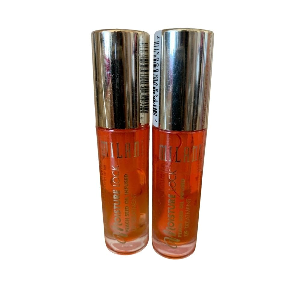 Pack of 2 Milani Moisture Lock Peach Seed Oil Infused Lip Treatment, Rejuvenating Peach Mango (03)