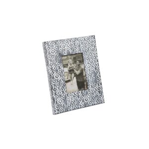 Foreside Home & Garden 4 x 6 inch Decorative Distressed Whitewashed Metal Pattern Picture, 4x6, Dawson Photo Frame