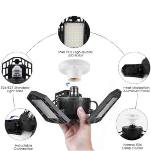 ANYPOWK LED Garage Light - 6000 Lumen 6500K Daylight 60W, Three Leaf Led Garage Ceiling Lights