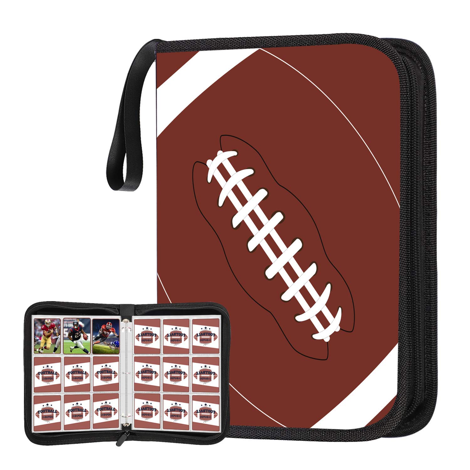 POKONBOY 9-Pocket Football Card Binder, Trading Card Holder with Sleeves Card Collectors Album Hold Up to 900 Cards, Fit for Football Cards Baseball Cards Sport Trading Cards