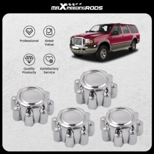 maXpeedingrods 4pcs Chrome Wheel Center Hub Caps 8 Lug for Ford F250 F350 Super Duty 1999 2000 2001 2002 2003 2004 2005 for Ford Excursion 2000-2005, 8.4 inch Cap for 16"& 18" Wheel Pickup 2-Door 5.4L