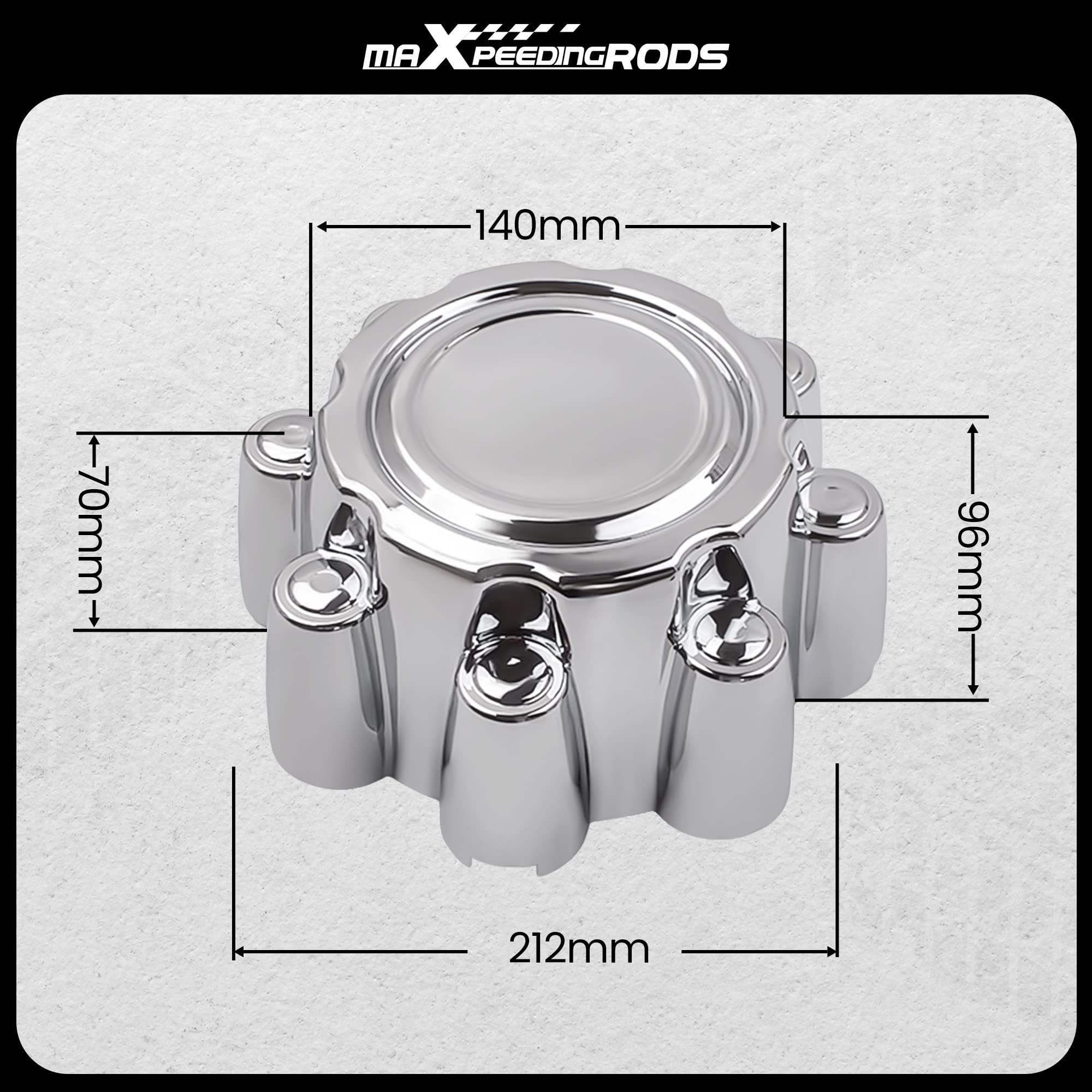 maXpeedingrods 4pcs Chrome Wheel Center Hub Caps 8 Lug for Ford F250 F350 Super Duty 1999 2000 2001 2002 2003 2004 2005 for Ford Excursion 2000-2005, 8.4 inch Cap for 16"& 18" Wheel Pickup 2-Door 5.4L