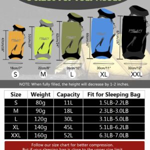 Frelaxy Compression Sack, 40% More Storage! 11L/18L/30L/45L Compression Stuff Sack, Water-Resistant & Ultralight Sleeping Bag Stuff Sack - Space Saving Gear for Camping, Traveling, Backpacking