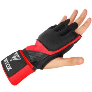 WYOX Gel Premium Hand Wraps for Boxing Gloves, Quick 80cm Wrist Wraps, Padded Knuckle Boxing Wraps for Men, Women, Muay Thai Hand Wraps, MMA Kickboxing Martial Arts Inner Glove (Red, S-M)