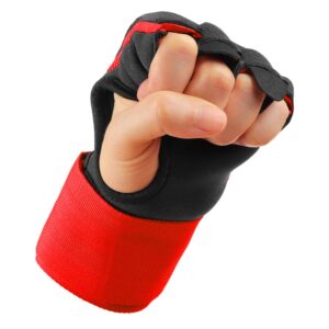 WYOX Gel Premium Hand Wraps for Boxing Gloves, Quick 80cm Wrist Wraps, Padded Knuckle Boxing Wraps for Men, Women, Muay Thai Hand Wraps, MMA Kickboxing Martial Arts Inner Glove (Red, S-M)