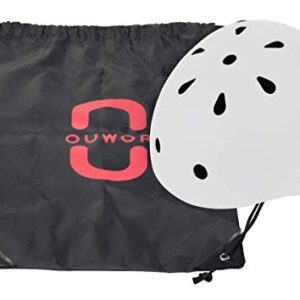 OUWOR Kids Skateboard Bike Helmet for Boy and Girl, Lightweight Adjustable, Multi-Sport for Bicycle Skate Scooter (White, Small)