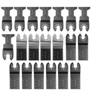 cherry juilt 20 pack metal wood oscillating multitool kit quick release saw blades multitool accessories for wood/plastic/soft metal cutting fit fein multimaster porter cable black & decker bosch rid