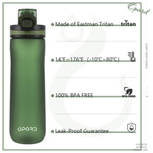 Opard Peak Water Bottle 20 Oz BPA Free Tritan Plastic Leak Proof Flip Top for School Kids Sports Gym Yoga Camping (Dark Green)