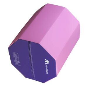 gymnastics mat cheese wedge mat octagon tumbler, multi-size skill shape tumbling mat pvc surface, handsprings, backbend, somersault, wrestling (octagon tumbler: pink & purple)