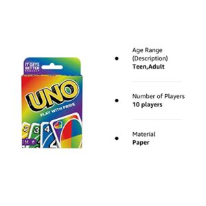 Mattel Games UNO Play with Pride Card Game with 112 Cards and Instructions, Great for Ages 7 Years Old & Up