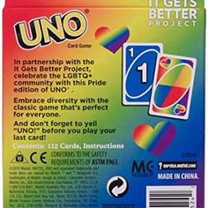 Mattel Games UNO Play with Pride Card Game with 112 Cards and Instructions, Great for Ages 7 Years Old & Up