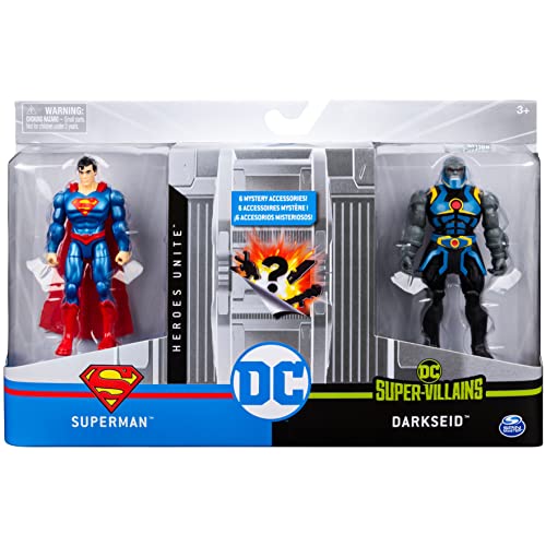 DC Comics, 4-Inch Superman vs. Darkseid Action Figure 2-Pack with 6 Mystery Accessories, Adventure 1