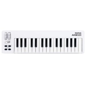 midiplus akm320 32 key midi keyboard controller, white