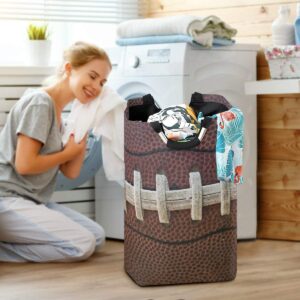 Laundry Storage Basket American Football Laces Close Up Laundry Hamper Collapsible Organizer for Kids Toy Dirty Cloth Dorm Bag with Handle