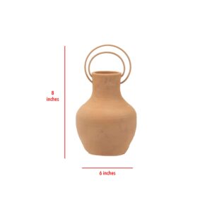 Foreside Home and Garden Natural Terracotta Decorative Metal Deco Handle Vase Large