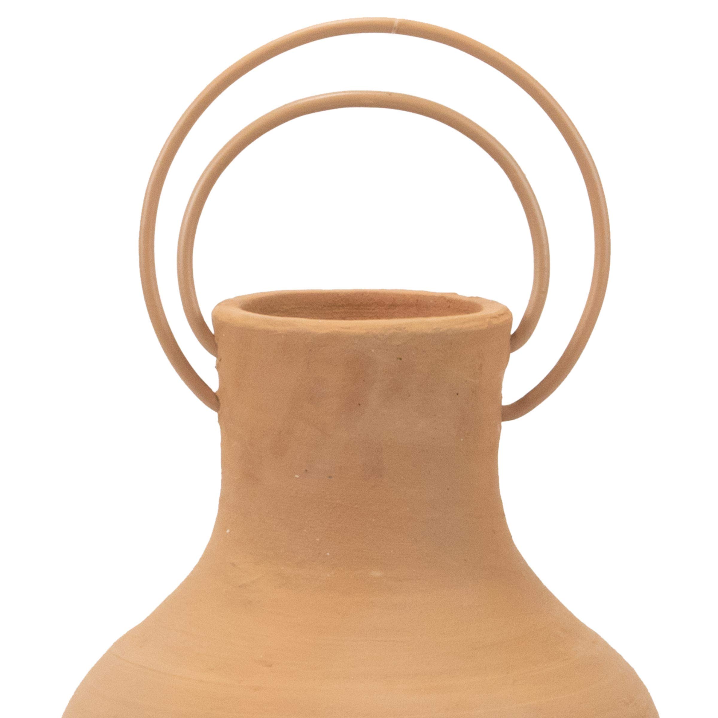 Foreside Home and Garden Natural Terracotta Decorative Metal Deco Handle Vase Large