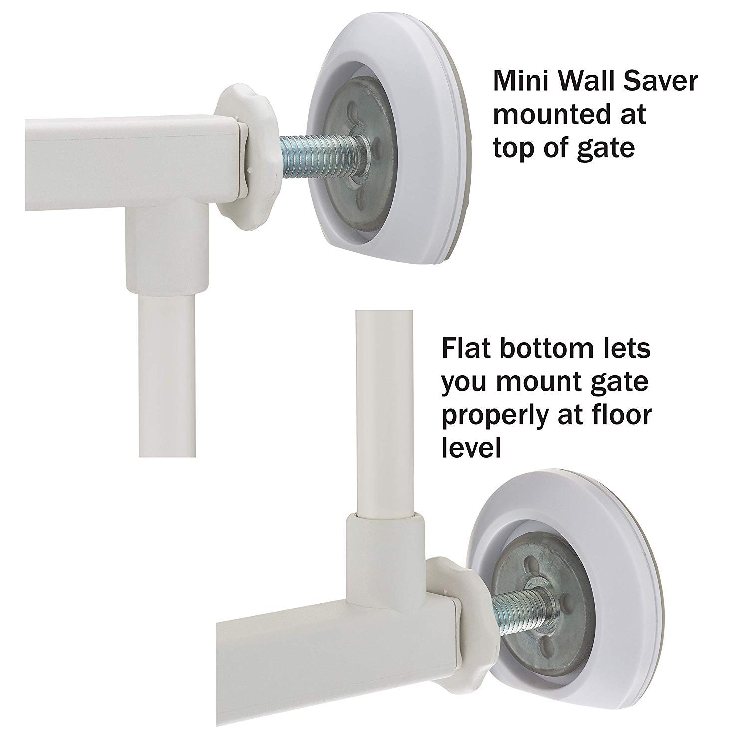 Wall Saver Protects Walls from Baby Gate Damage - Makes Safety Gates More Secure - for Walk Thru Pressure Mounted Gates - for Childproofing, Pet Proofing - 4 Mini Flat Bottom Wall Savers