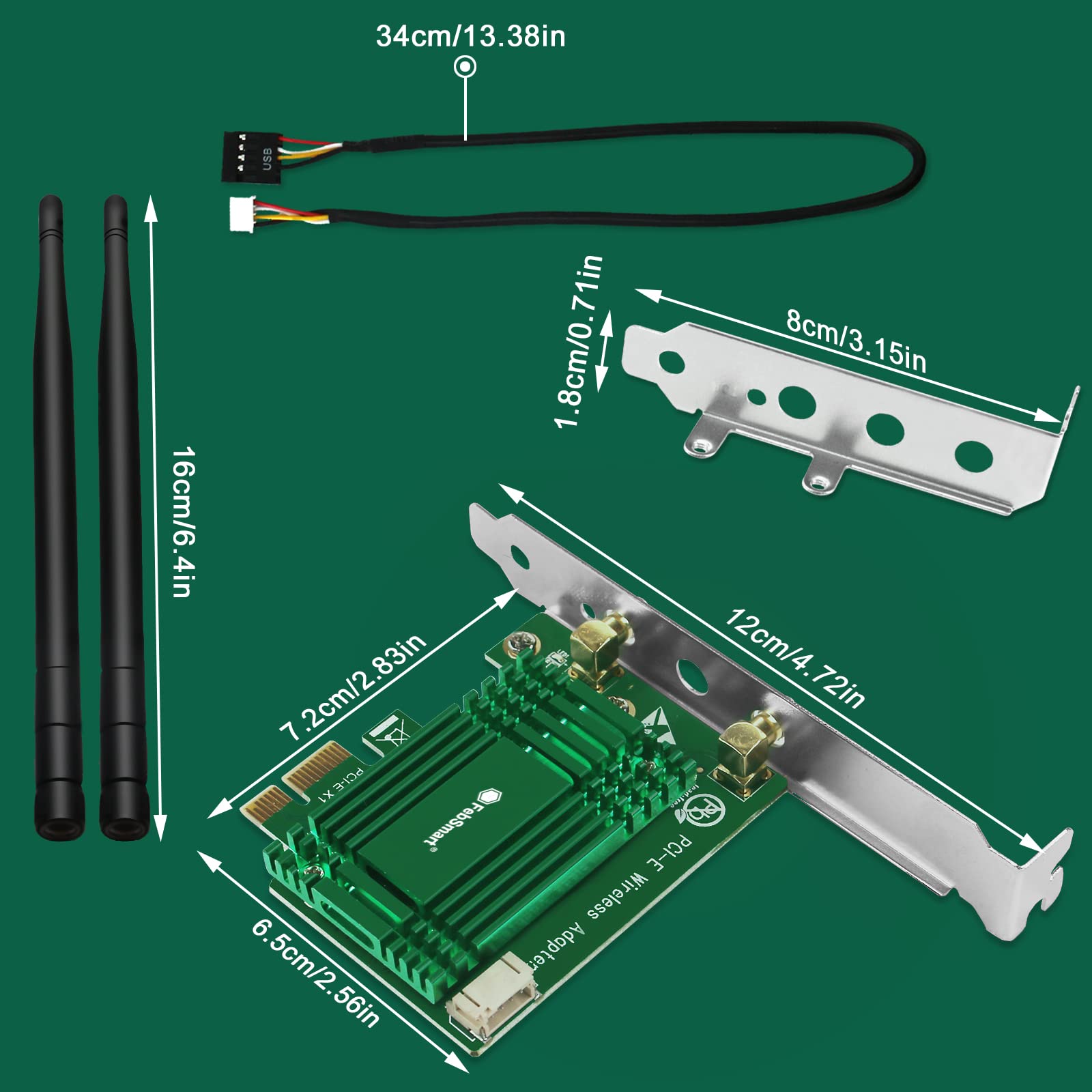 FebSmart WiFi 6 PCIE WiFi Adapter for Windows 11, 10 64bit, Linux Kernel 5.1 Desktop PCs, 2.4GHz 574Mbps and 5GHz 2400Mbps, Gaming and Video Streaming PCIE WiFi Card, Intel WiFi 6 AX200NGW (AX3000)