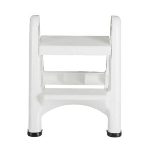 Rubbermaid FG420903WHT EZ Two Step Durable Folding Plastic Ladder Step Stool with Skid Resistant Foot Pads, White (2 Pack)