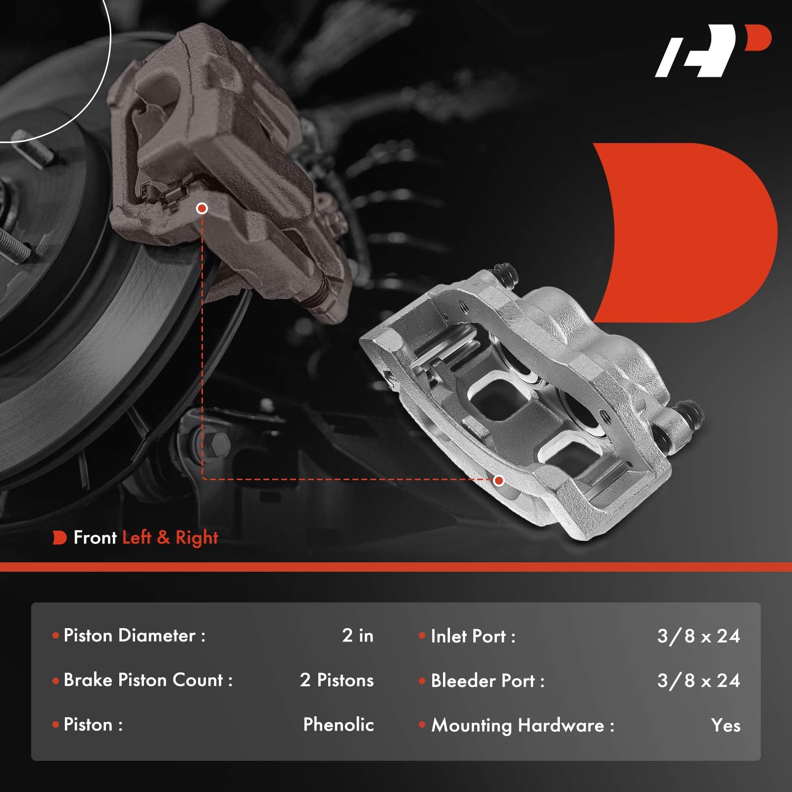 A-Premium Disc Brake Caliper Assembly with Bracket Compatible with Ford & Lincoln Models - F-150 1999-2003 (7700 lb GVW), F-250 1997-1999, Expedition 1997-2002, Navigator 1998-2002 - Front Side