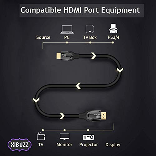 8K HDMI 2.1 Cable 6FT 8K@60hz 4K@120hz 144hz HDCP 2.3 2.2 eARC 48Gbps Ultra High Speed Compatible with PS5 PS4, Xbox One Series X, Sony LG Samsung, Apple TV, Samsung QLED TV