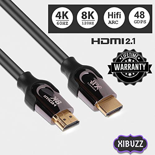 8K HDMI 2.1 Cable 6FT 8K@60hz 4K@120hz 144hz HDCP 2.3 2.2 eARC 48Gbps Ultra High Speed Compatible with PS5 PS4, Xbox One Series X, Sony LG Samsung, Apple TV, Samsung QLED TV