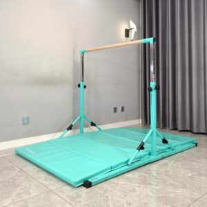 PreGymnastic Foldable Gymnastics Bar, 6FT Gymnastic Horizontal Bars, Folding Training Bar for Kids and Teenagers 3-18, Weight Limit 500 LB, Adjustable kip Bar,Children Home Gym Equipment Indoor