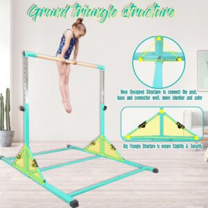 PreGymnastic Foldable Gymnastics Bar, 6FT Gymnastic Horizontal Bars, Folding Training Bar for Kids and Teenagers 3-18, Weight Limit 500 LB, Adjustable kip Bar,Children Home Gym Equipment Indoor