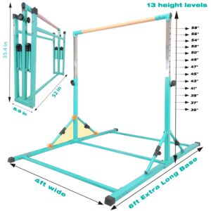 PreGymnastic Foldable Gymnastics Bar, 6FT Gymnastic Horizontal Bars, Folding Training Bar for Kids and Teenagers 3-18, Weight Limit 500 LB, Adjustable kip Bar,Children Home Gym Equipment Indoor