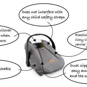 Cozy Cover Infant Car Seat Cover (Gray Quilt) - The Industry Leading Infant Carrier Cover Trusted by Over 6 Million Moms Worldwide for Keeping Your Baby Cozy & Warm