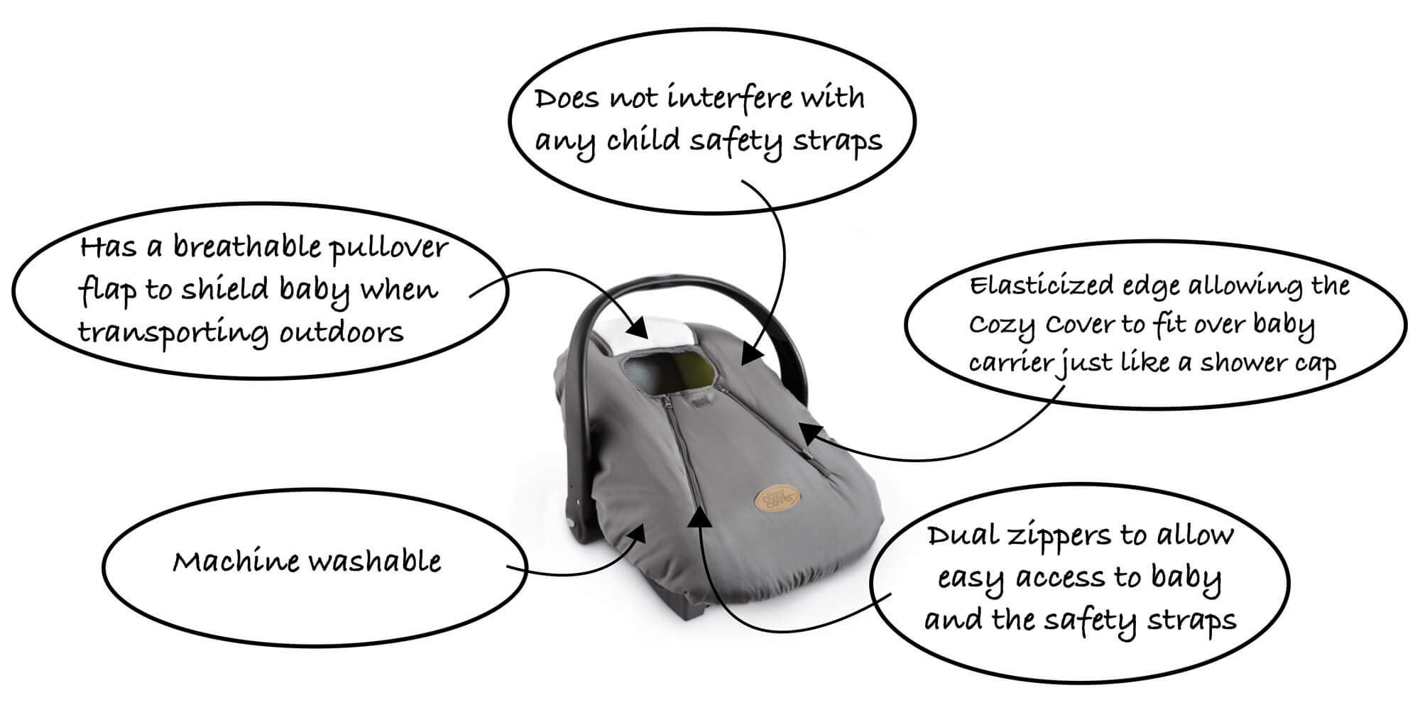 Cozy Cover Infant Car Seat Cover (Gray Quilt) - The Industry Leading Infant Carrier Cover Trusted by Over 6 Million Moms Worldwide for Keeping Your Baby Cozy & Warm