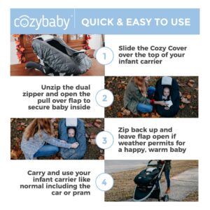 Cozy Cover Infant Car Seat Cover (Gray Quilt) - The Industry Leading Infant Carrier Cover Trusted by Over 6 Million Moms Worldwide for Keeping Your Baby Cozy & Warm