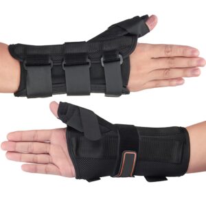 kefit wrist brace with thumb spica splint wrist support thumb spica thumb support for arthritis, sprains, carpal tunnel pain, tendonitis (right,m)