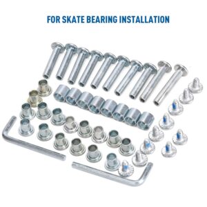 TOBWOLF 46PCS Inline Skate Replacement Shaft, Aluminum Alloy Skate Wheel Bearing Spacer, Roller Blade Replacement Accessories with Axle, Axle Screw, Side Plug, Wrench