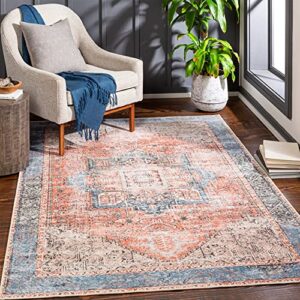 artistic weavers suri vintage washable area rug,6'7" x 9',rust/blue