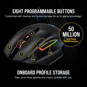 Corsair Dark Core RGB Pro, Wireless FPS/MOBA Gaming optical Mouse with SLIPSTREAM Technology, Black, Backlit RGB LED, 18000 DPI, Optical,CH-9315411-NA