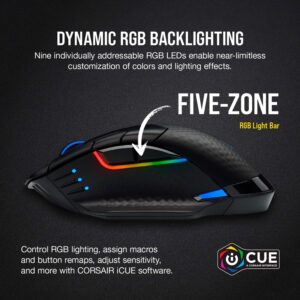 Corsair Dark Core RGB Pro, Wireless FPS/MOBA Gaming optical Mouse with SLIPSTREAM Technology, Black, Backlit RGB LED, 18000 DPI, Optical,CH-9315411-NA