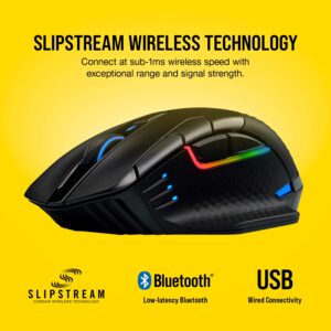 Corsair Dark Core RGB Pro, Wireless FPS/MOBA Gaming optical Mouse with SLIPSTREAM Technology, Black, Backlit RGB LED, 18000 DPI, Optical,CH-9315411-NA