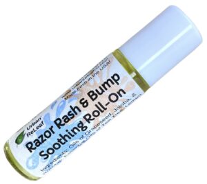 urban releaf razor rash & bump soothing roll-on. shrink ingrown hair irritation, help itchy red skin. for face, neck, bikini, body. 100% natural, vegan. essential blend! smells amazing, works great!