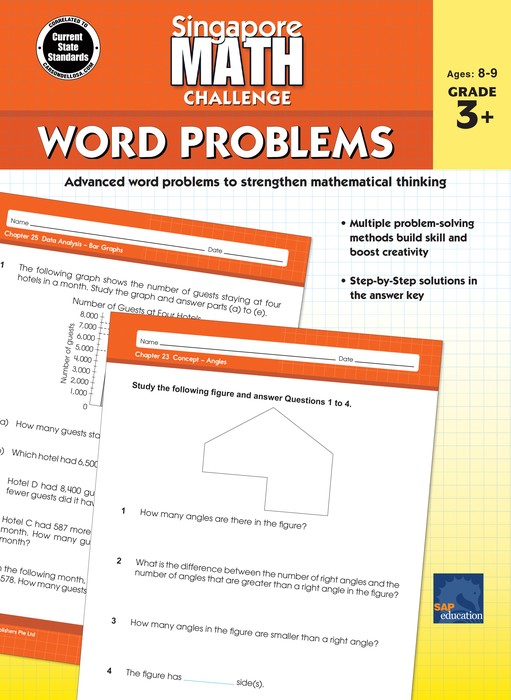 Carson Dellosa | Singapore Math Challenge Word Problems Workbook | Grades 3–5, Printable