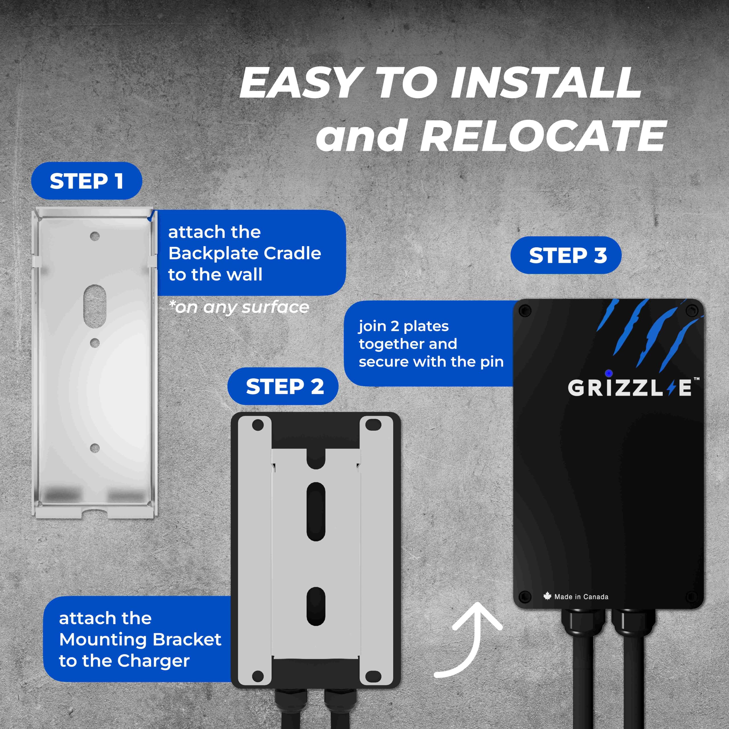 Grizzl-E Classic Level 2 240V / 40A Electric Vehicle (EV) Charger UL & Energy Star Certified Metal Case Indoor/Outdoor Electric Car Fast Wall Charging Station, NEMA 14-50 Plug, Classic Black