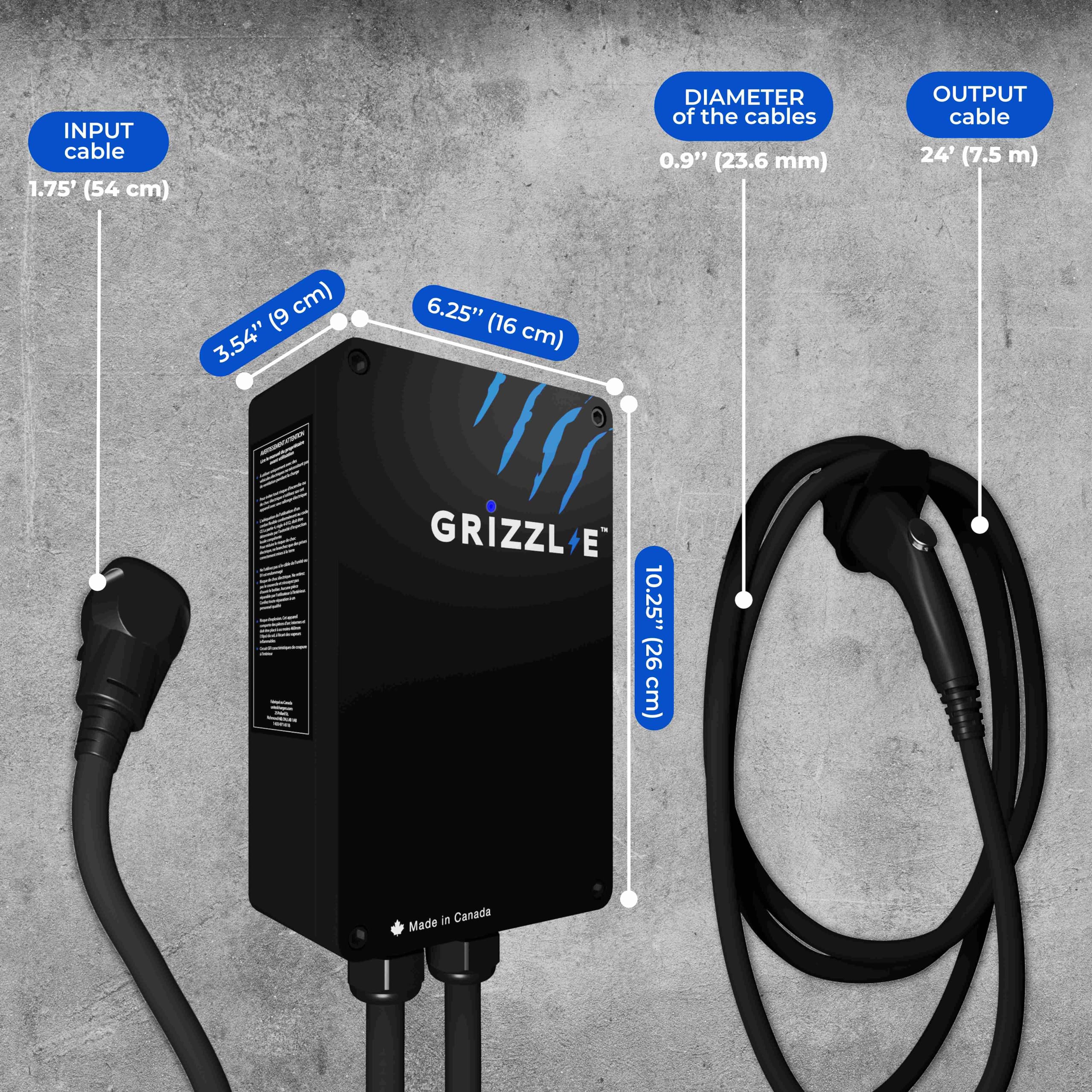 Grizzl-E Classic Level 2 240V / 40A Electric Vehicle (EV) Charger UL & Energy Star Certified Metal Case Indoor/Outdoor Electric Car Fast Wall Charging Station, NEMA 14-50 Plug, Classic Black