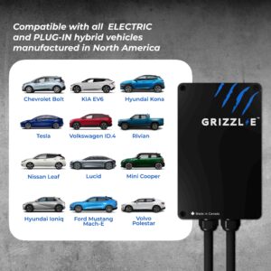 Grizzl-E Classic Level 2 240V / 40A Electric Vehicle (EV) Charger UL & Energy Star Certified Metal Case Indoor/Outdoor Electric Car Fast Wall Charging Station, NEMA 14-50 Plug, Classic Black