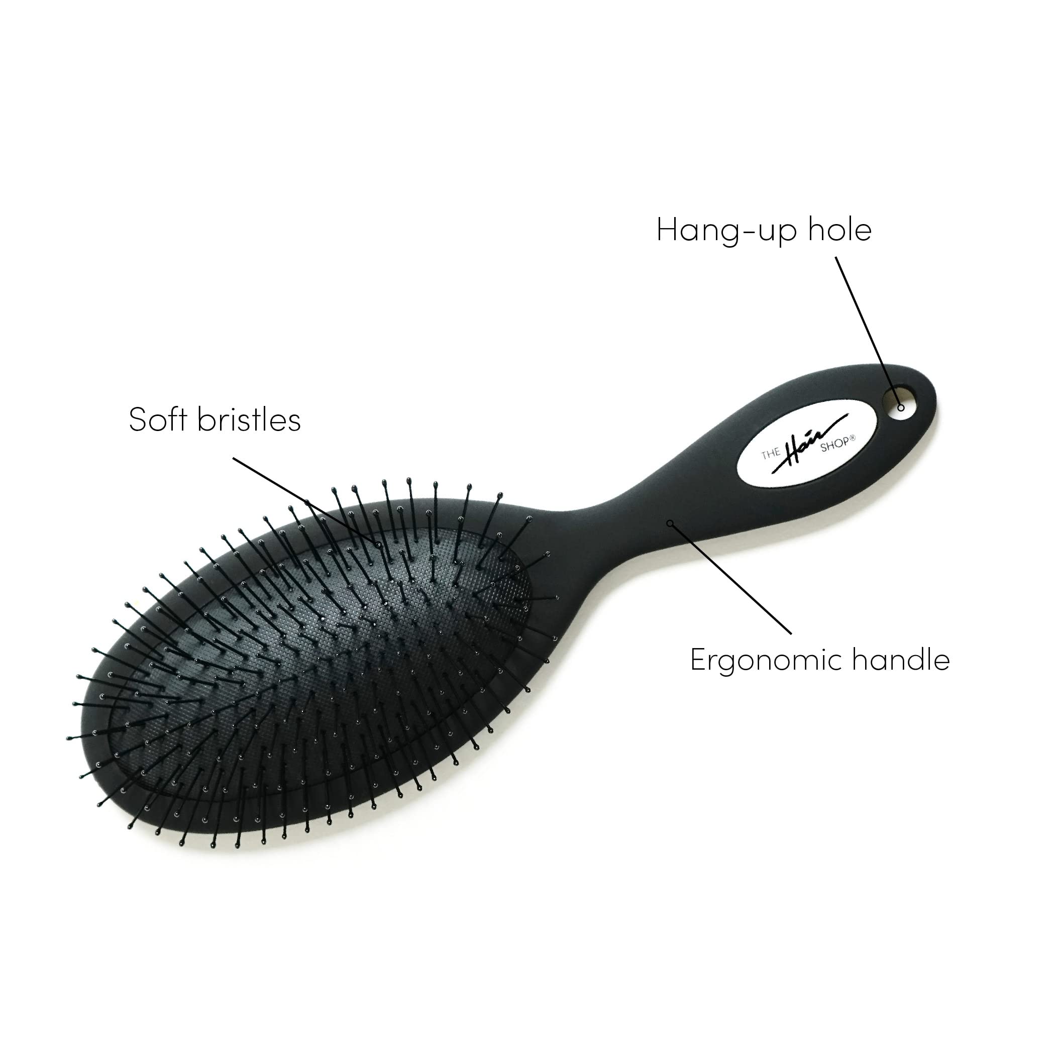 Detangling Brush Safe for Hair Extensions by The Hair Shop, 909 Ergonomic Detangler Brush for Dry or Wet Hair, Combs, Glides Thru Natural, Curly, For Men & Women